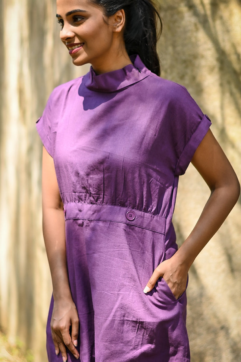 Lydia Purple Drop Shoulder Dress – The August Co.